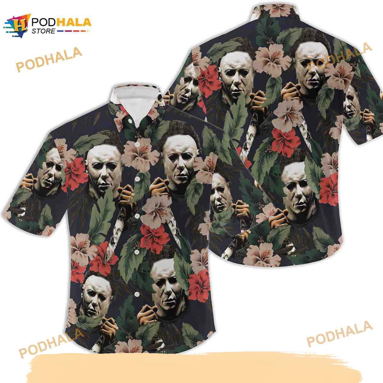 3D Halloween Horror Killers Michael Myers Tropical Hawaiian Shirt ...