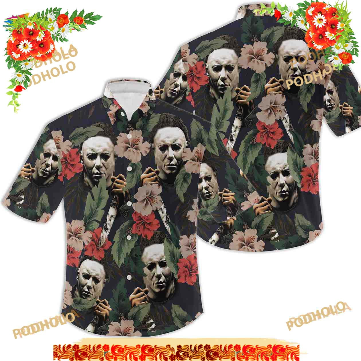 3D Halloween Horror Killers Michael Myers Tropical Hawaiian Shirt ...