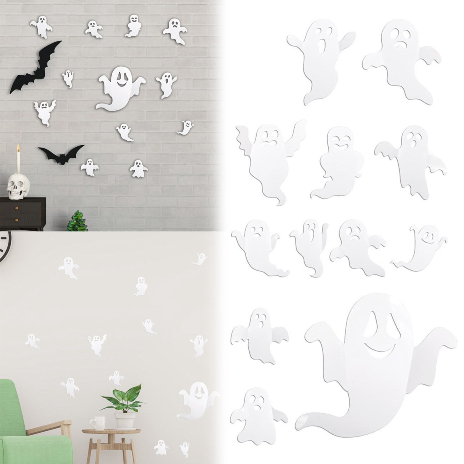3D Halloween PET Bat Wall Stickers Festival Decoration Showcase Garage ...