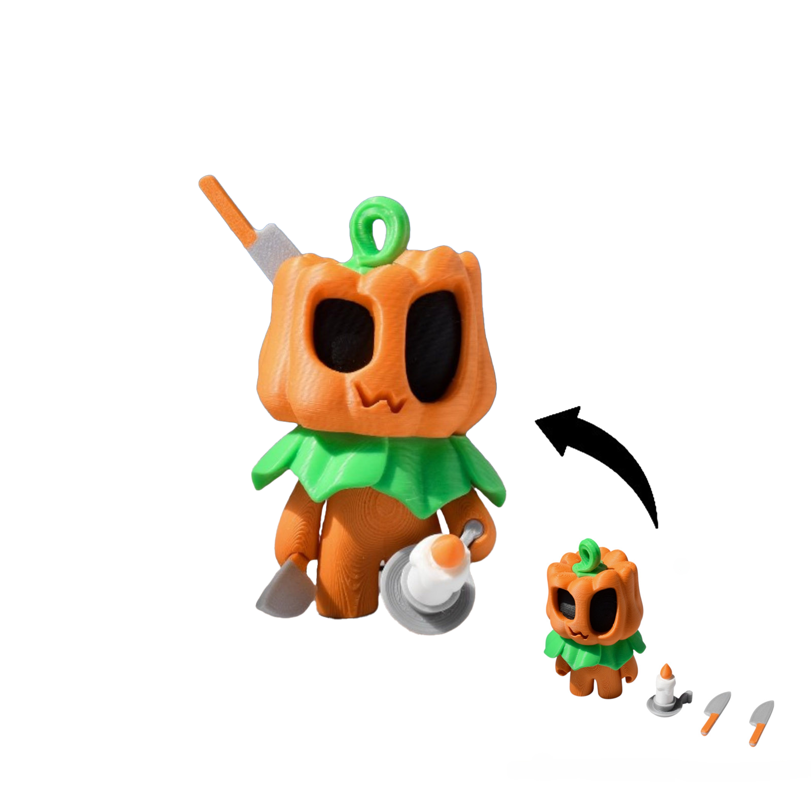 3D Halloween Pumpkin Ornament with Partial Assembly 3.35''H*2.17''W ...
