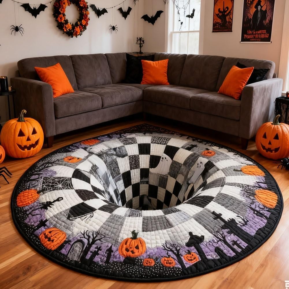3D Halloween Rug,Candy Corn Abyss Rug with Depth Pattern,Skeleton ...