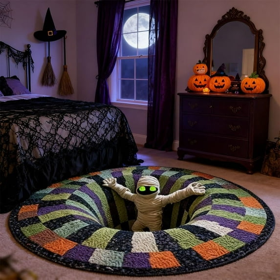 3D Halloween Rug,Candy Corn Abyss Rug with Depth Pattern,Skeleton ...