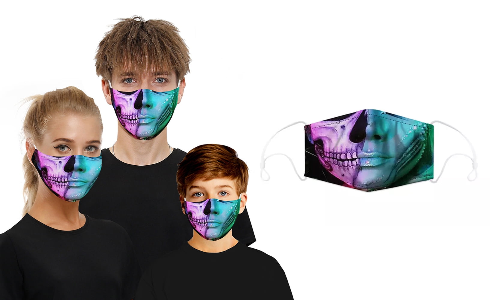 3D Halloween Special Scary Faces Reusable Face Masks, Santa Muerte ...