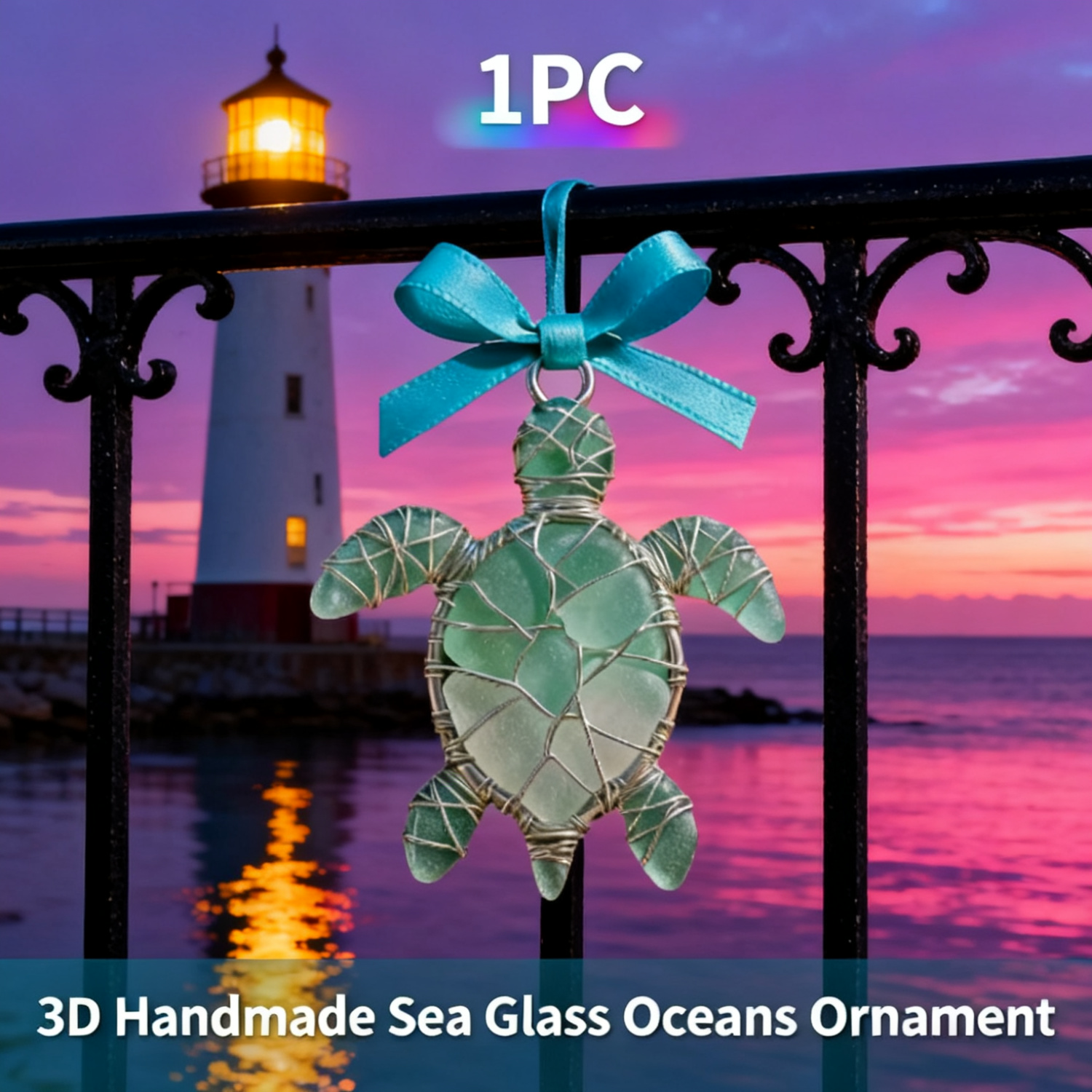 3D Handmade Sea Glass Ocean Ornament – Handcrafted Coastal Décor ...