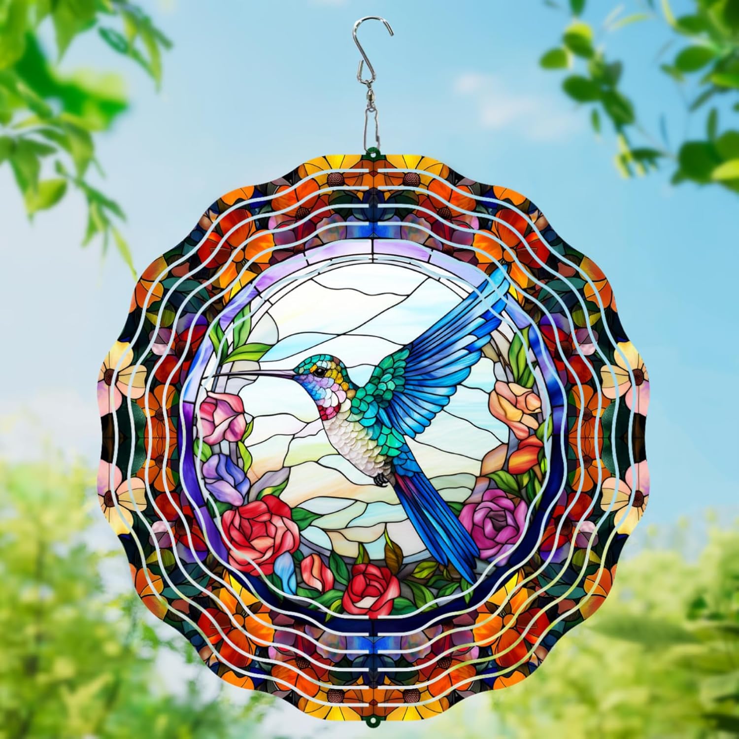 3D Hanging Wind Spinner Butterfly/Hummingbird, 10 Inch Stainless Steel ...