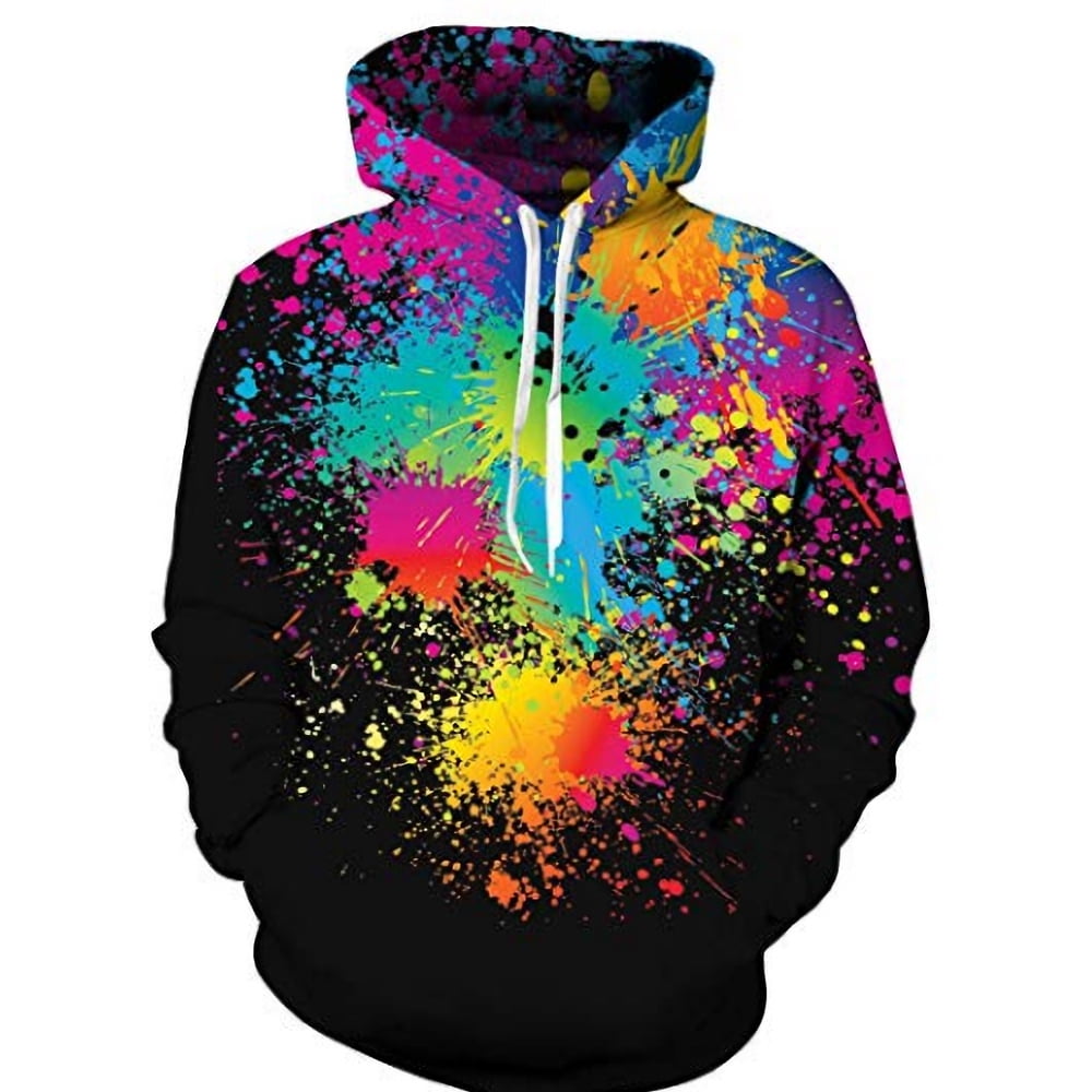 3D Harajuku Hoody 3D Hoodies Men Splatter Colorful Paint Stains 3D ...
