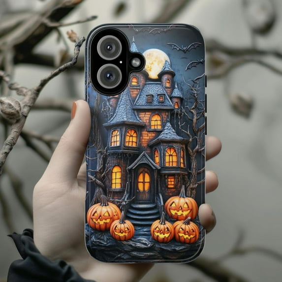3D Haunted House Pumpkins Creepy Autumn Night Phone Case for 17 16 15 ...
