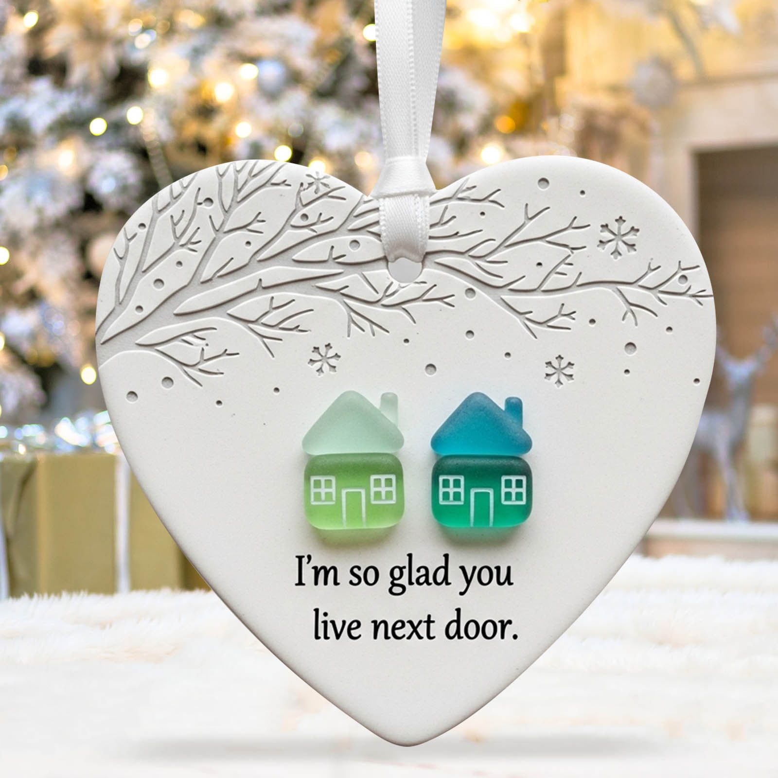 3D Heart-Shaped Sea Glass Friendship Decor 3.1" Handcrafted Friendship ...