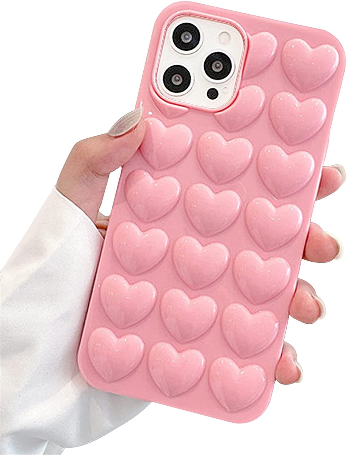 3D Hearts Case Compatible with iPhone 12 Mini, Cute Design Soft ...