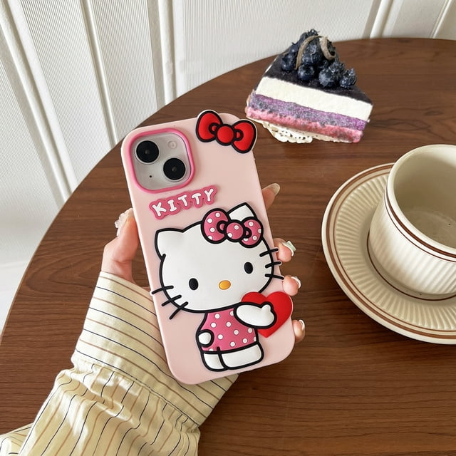 3D Hello Kitty Cartoon Bow kawaii Case For iPhone 16 15 14 13 Pro Max 11 12 XR XS MAX 67 8 Plus ...