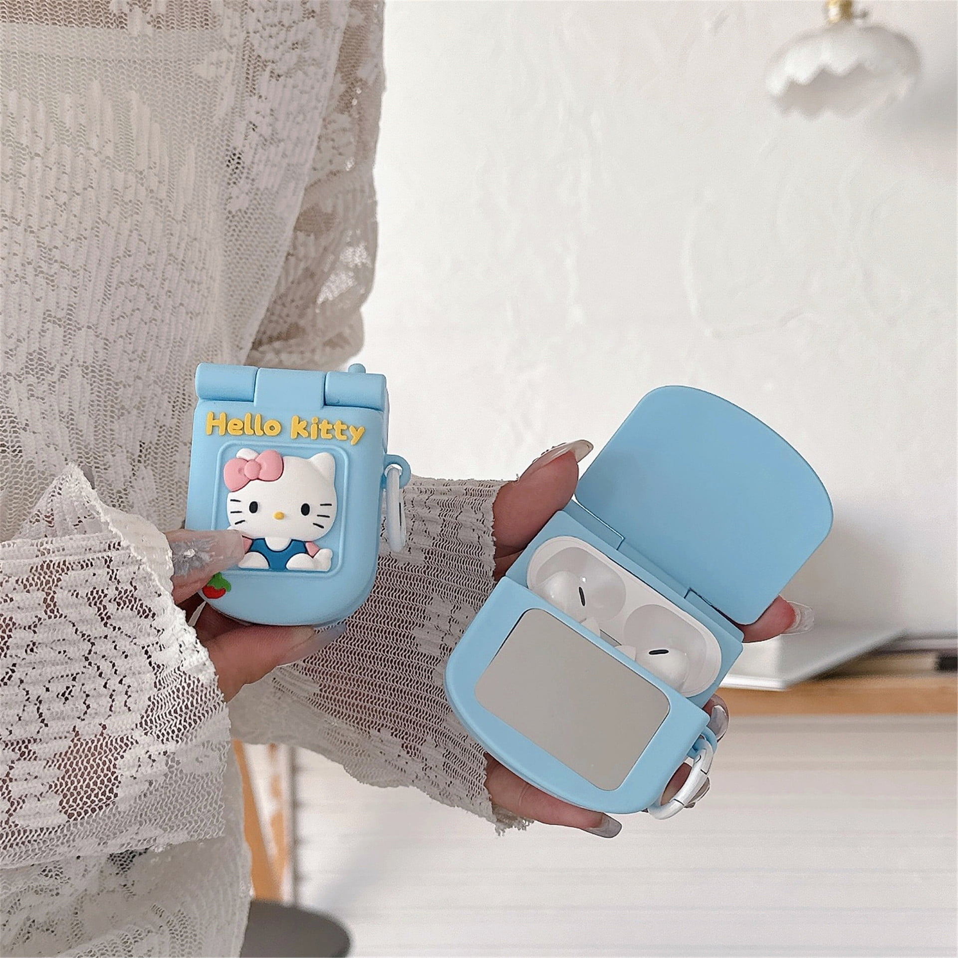 3D Hello Kitty PSH Phone Style Mirror Kawaii Earphone Cover For Apple AirPods 1 2 3 Airpods Pro ...