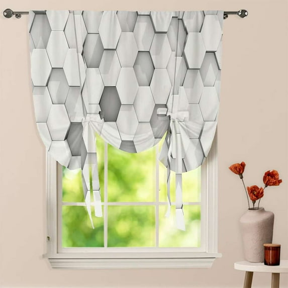 3D Hexagon Tile Brick Pattern Window Curtain for Living Room Roman ...