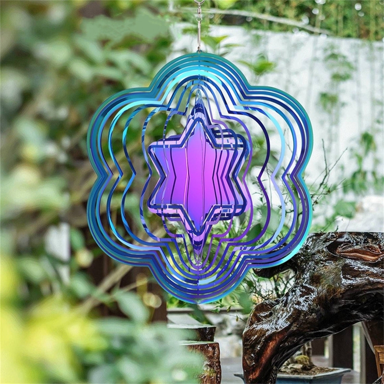 3D Hexagonal Rotating Stainless Steel Wind Chimes - Indoor & Outdoor ...