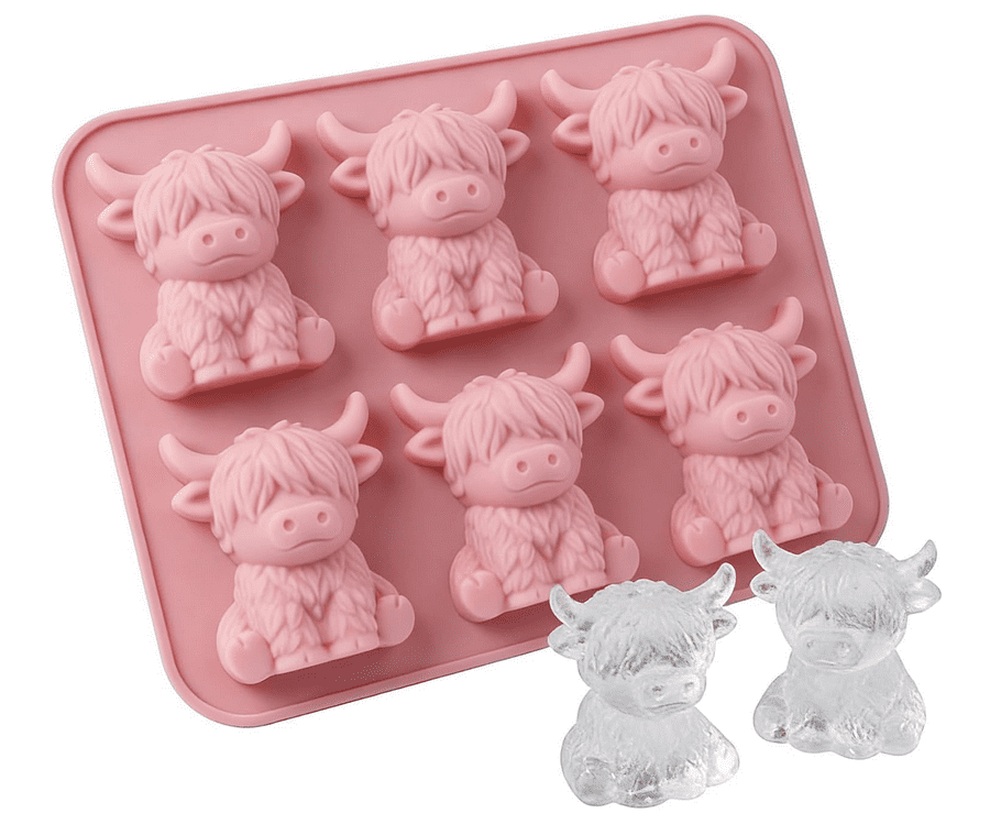 3D High Land Cow Ice Cube Tray, Silicone Fun Shapes Ice Cube Mold for ...