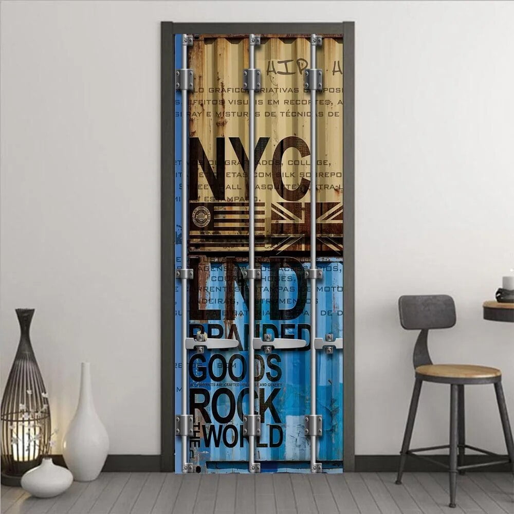 3D High Simulation Container Door Seriesr Stickers Wallpaper Industrial ...