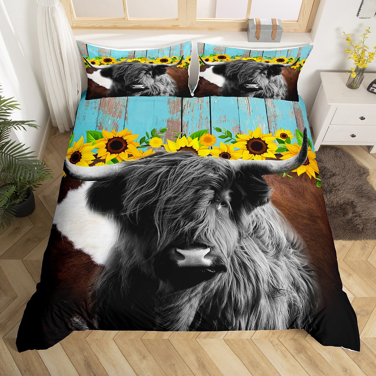 3D Highland Cow Comforter Cover,Longhorn Bull Cattle Bedding Set ...