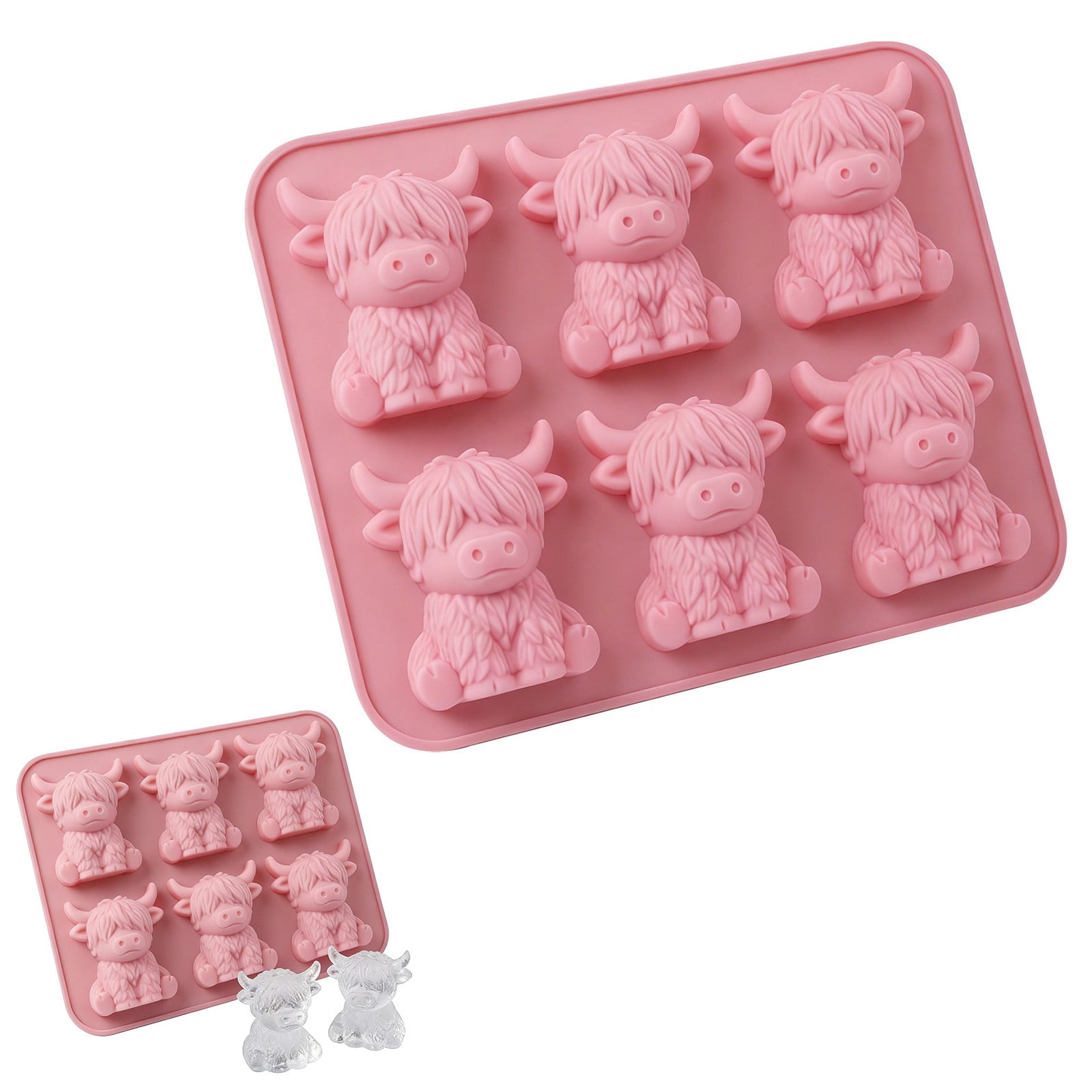 3D Highland Cow Ice Cube Mold Tray - Reusable Silicone Mini Cow ...