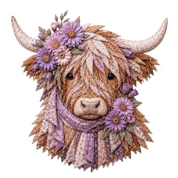 3D Highland Cow Layered Patchwork Art Kit Pre-Cut Pieces Assembly Craft ...