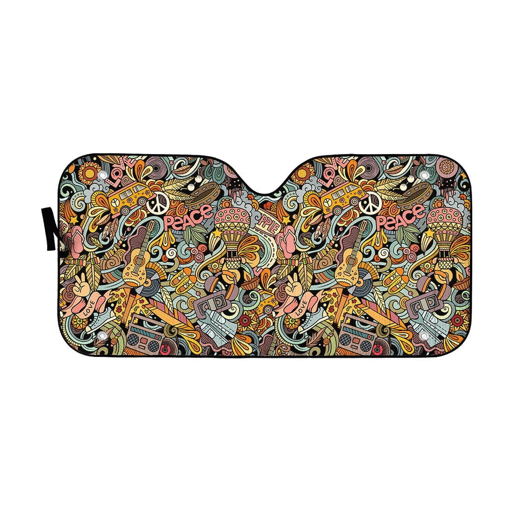 3D Hippie Peace Car Auto Sunshades Windshield Heat Protection, Hippie ...