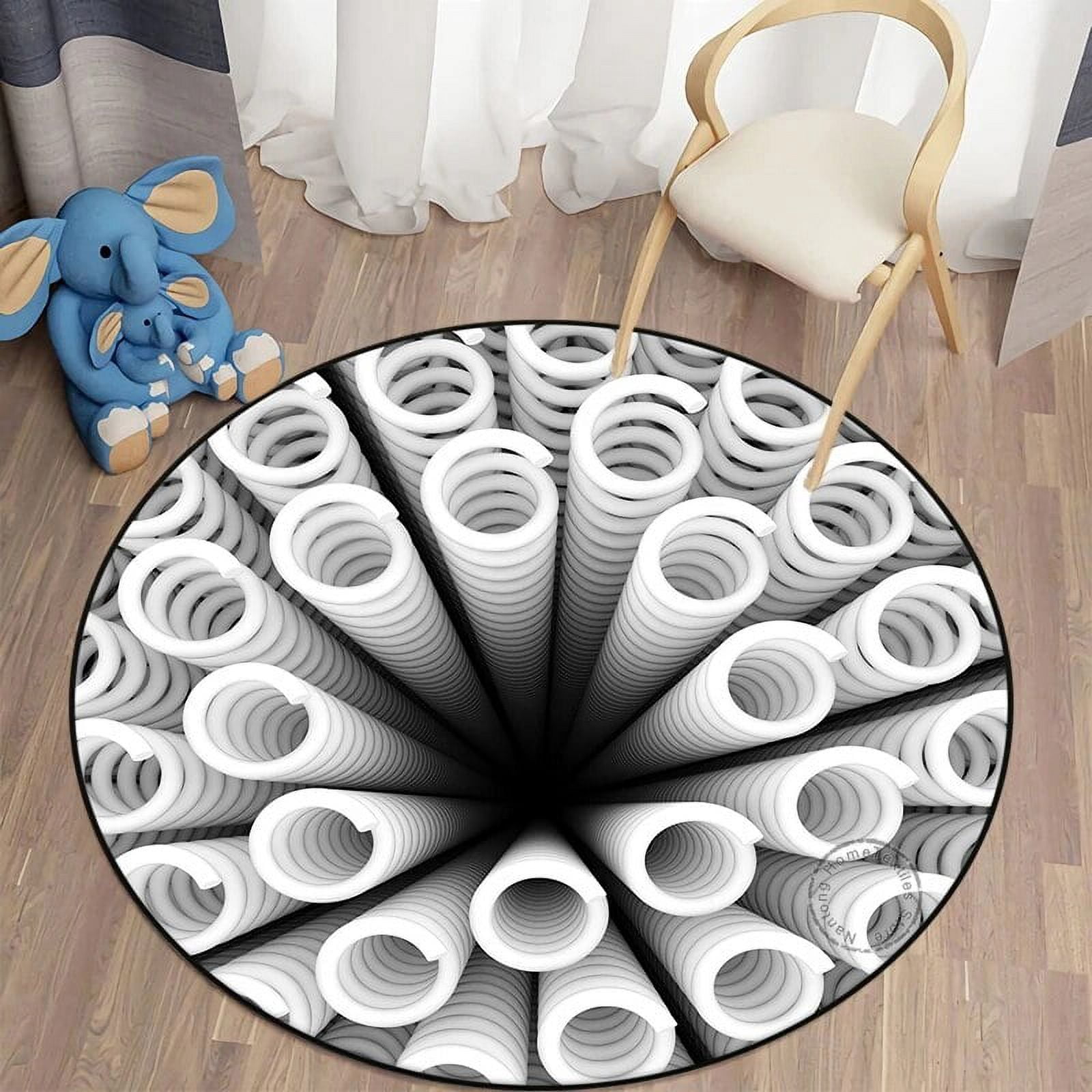 3D Hole Round Carpet Floor Mat Living Room Carpets Door Mat Polyester ...