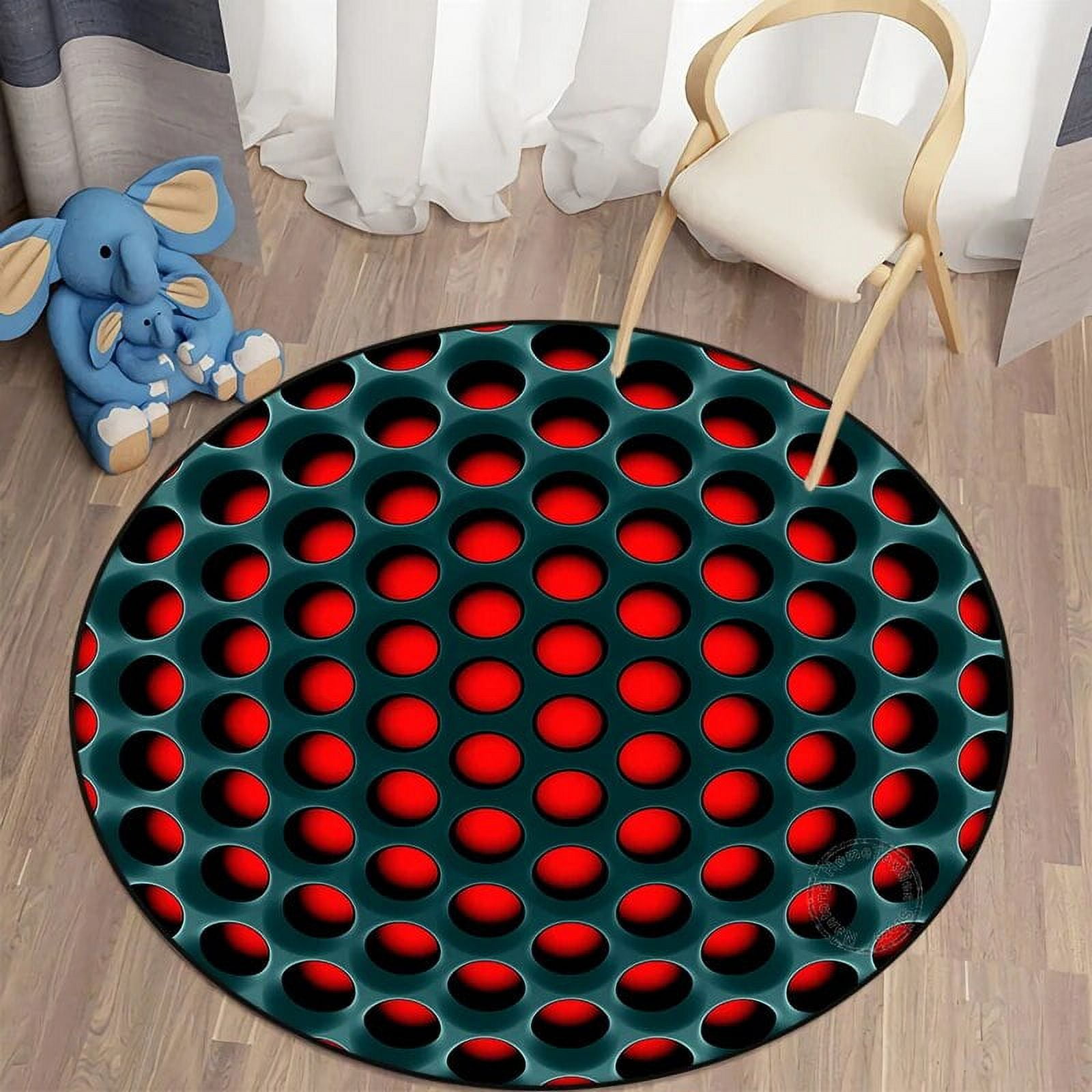 3D Hole Round Carpet Floor Mat Living Room Carpets Door Mat Polyester ...