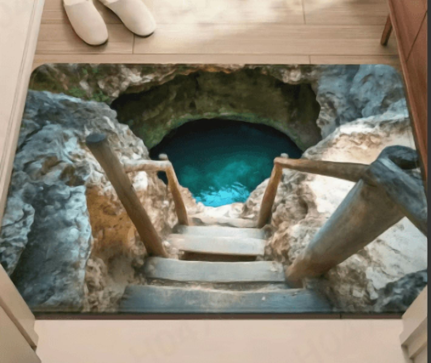 3D Hole Rug Prank Mat Non-slip Entrance Doormat for Bathroom Living ...