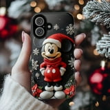 3D Holiday Cartoon Mouse with Poinsettias Phone Case with iPhone 17 to ...