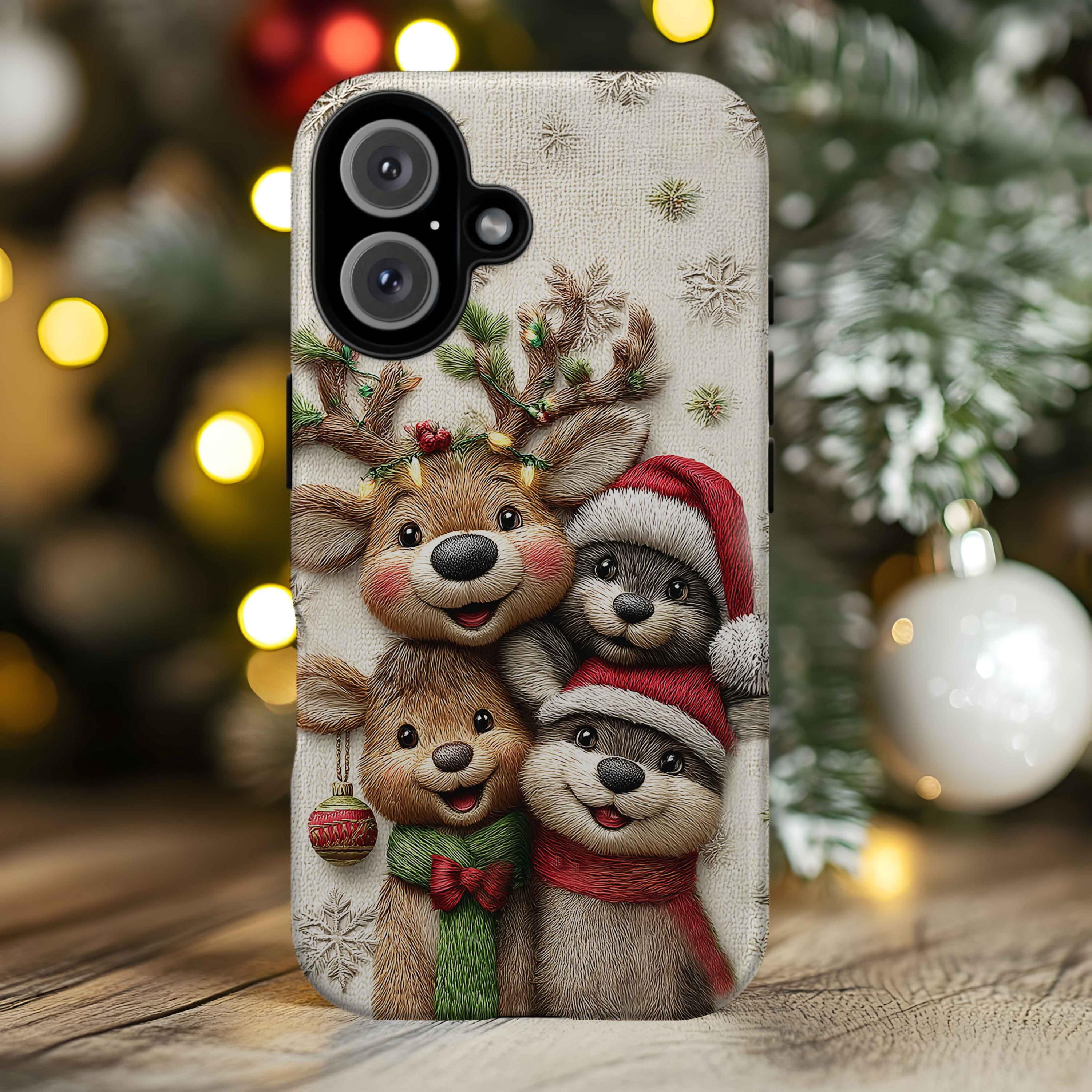 3D Holiday Reindeer Winter Gift Tough Case for iPhone 17 11 12 13 14 15 ...