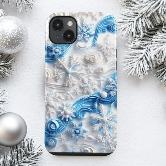 3D Holiday Winter Snowflake and Snowstorm Protective Phone Case 11 12 ...