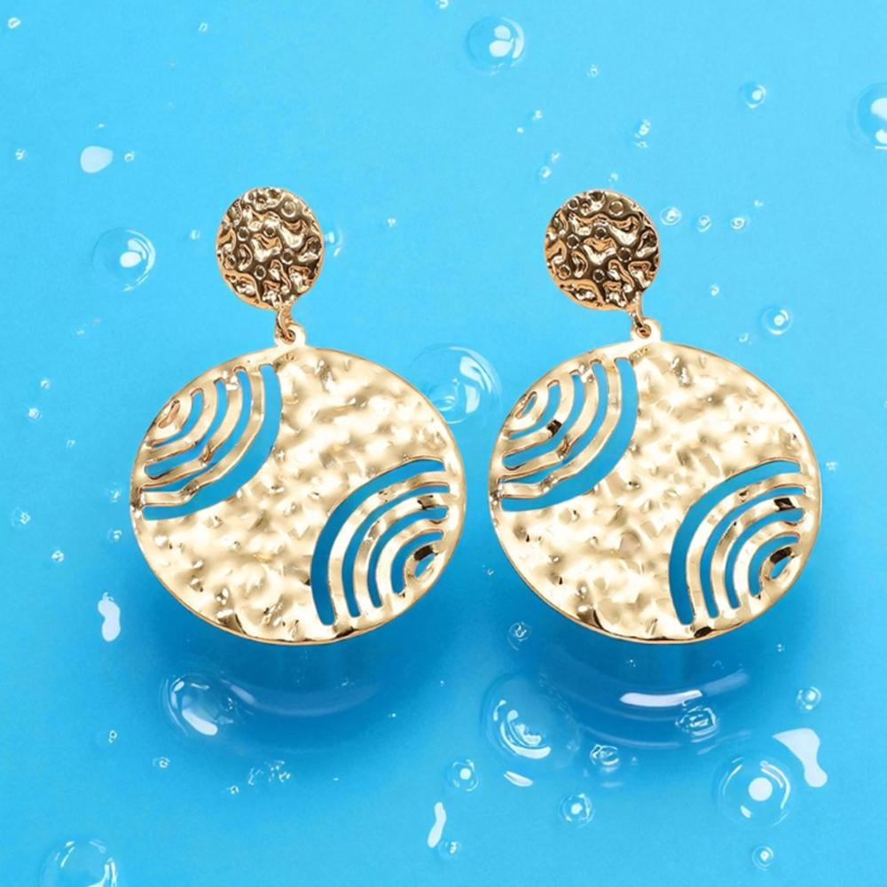 3D Hollow Concave Convex Disc Earrings for Women Photography Dating ...
