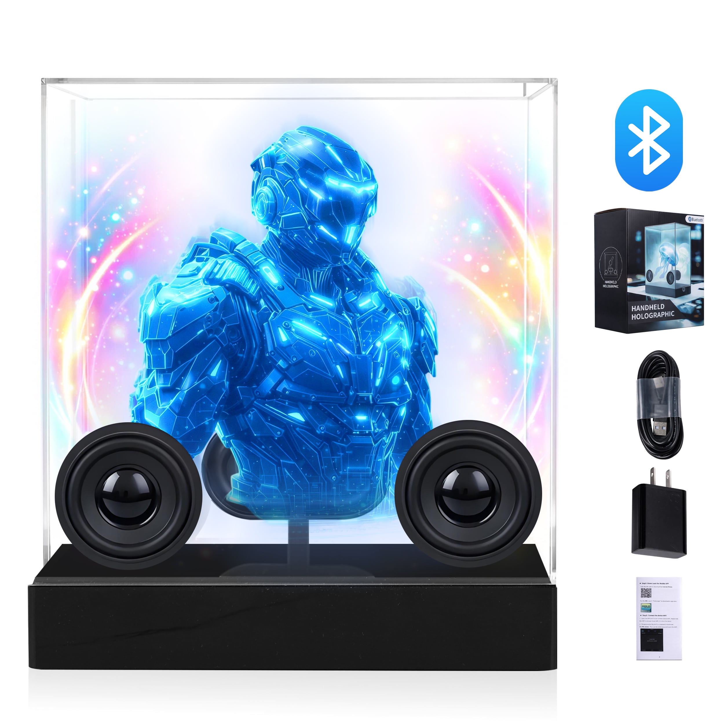 3D Hologram Fan with Bluetooth Speaker, 10" Holographic Display LED ...