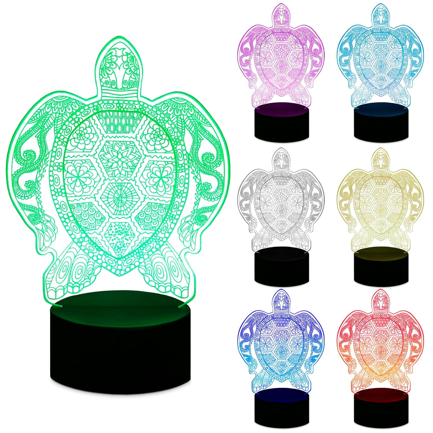 3D Hologram Lamp Turtle Night Light Optical Illusion Lamp LED Turtle ...