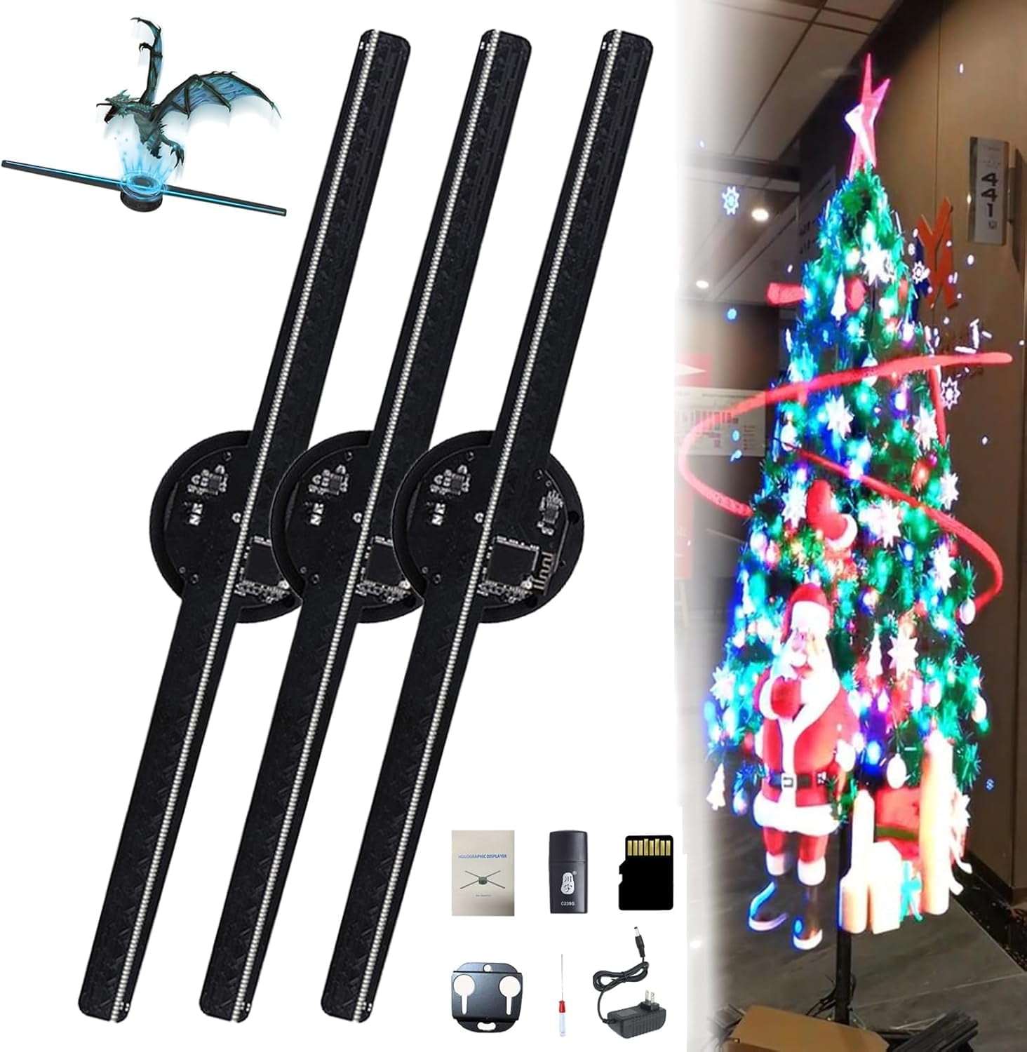 3D Hologram Led Fan Projector, Hologram Fan, 16.5" Holographic Fan with ...