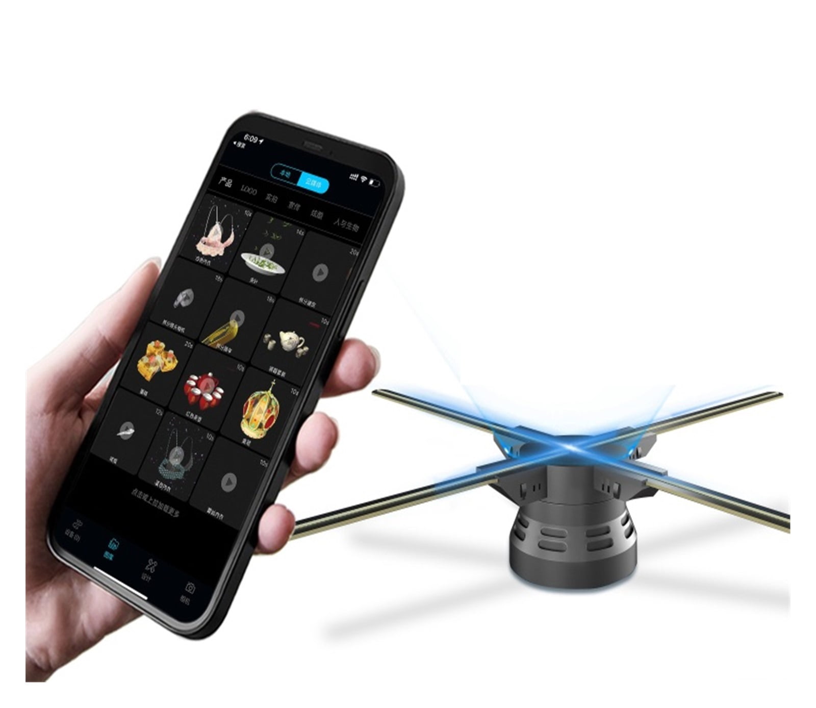 3D Holographic Fan Projector 3D Advertising Projector Wifi Led Sign ...