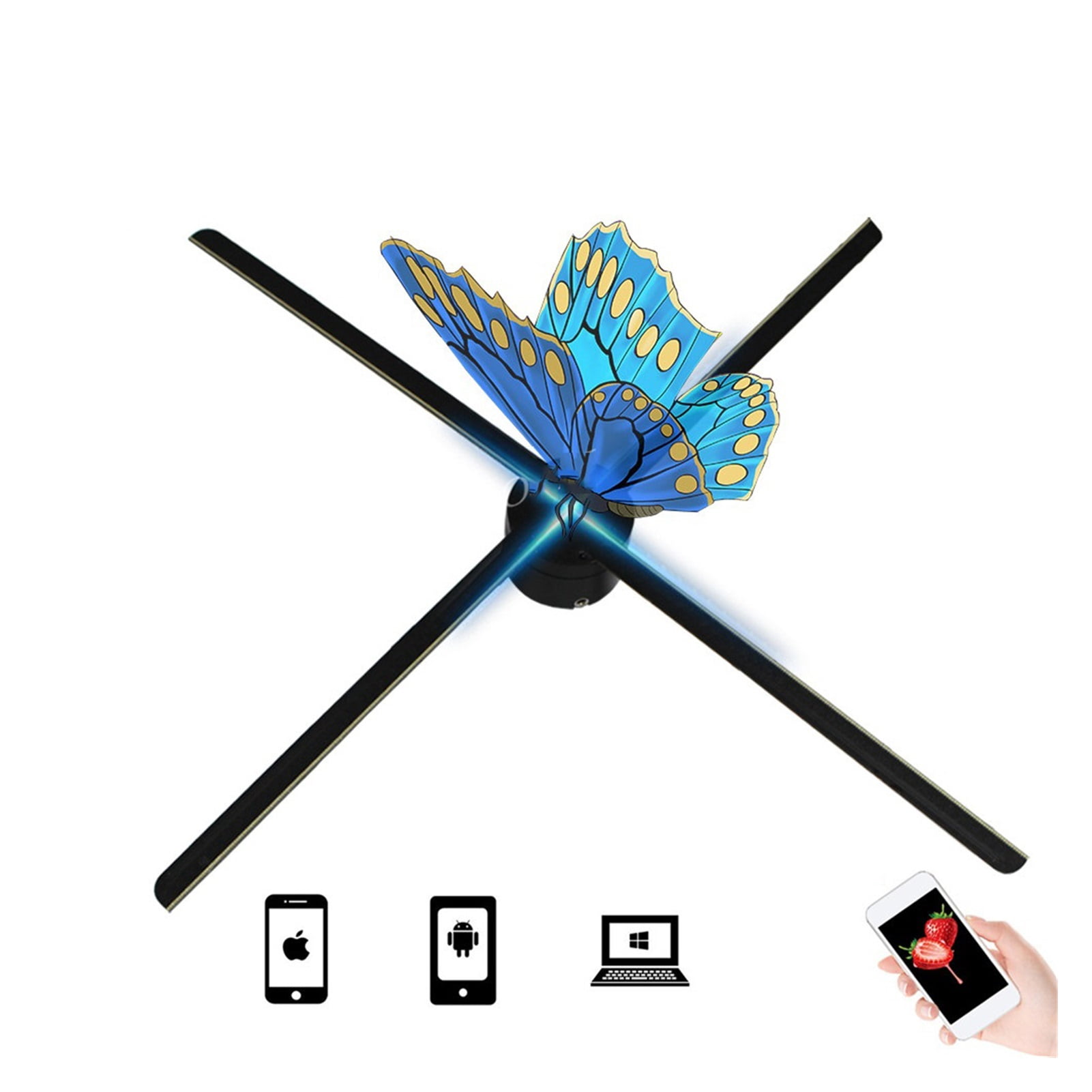 3D Holographic Projector Light Upgraded 638Leds Wifi Hologram Player LED Display Fan Advertising ...