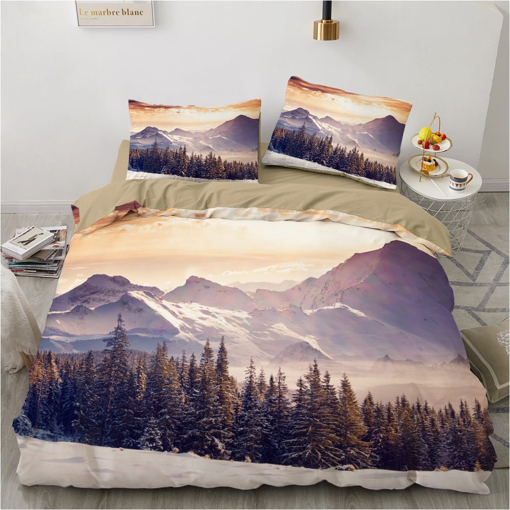 3D Home Bedding Sets landscape Bed Linen Duvet Cover Winter Full King ...