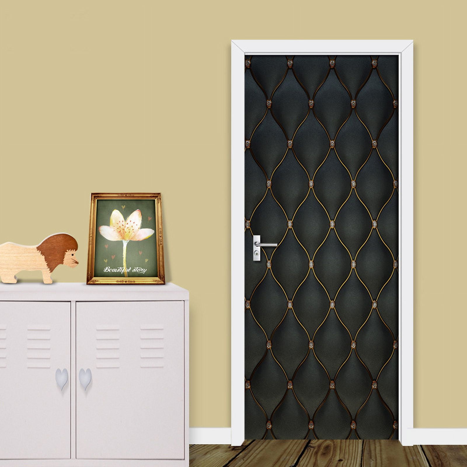 3d Honeycomb Door Stickers Solid Geometry Mural Decal Modern Space Art