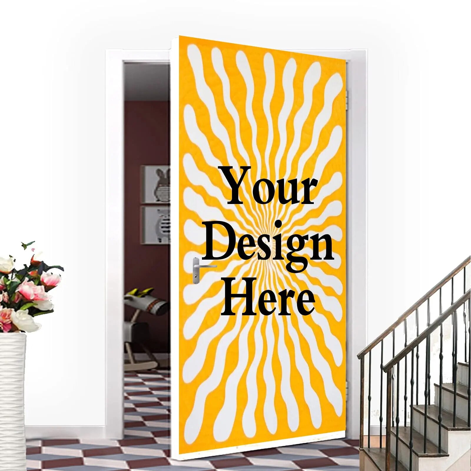 3d Honeycomb Door Stickers Solid Geometry Mural Decal Modern Space Art