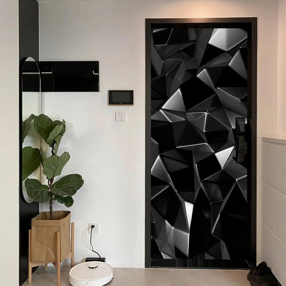 3d Honeycomb Door Stickers Solid Geometry Mural Decal Modern Space Art