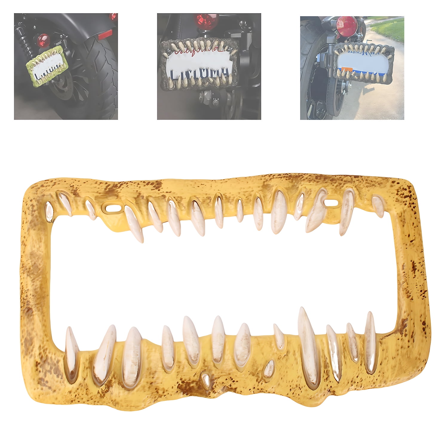 3D Horror Shark Creature Teeth License Plate Frame Durable Car ...