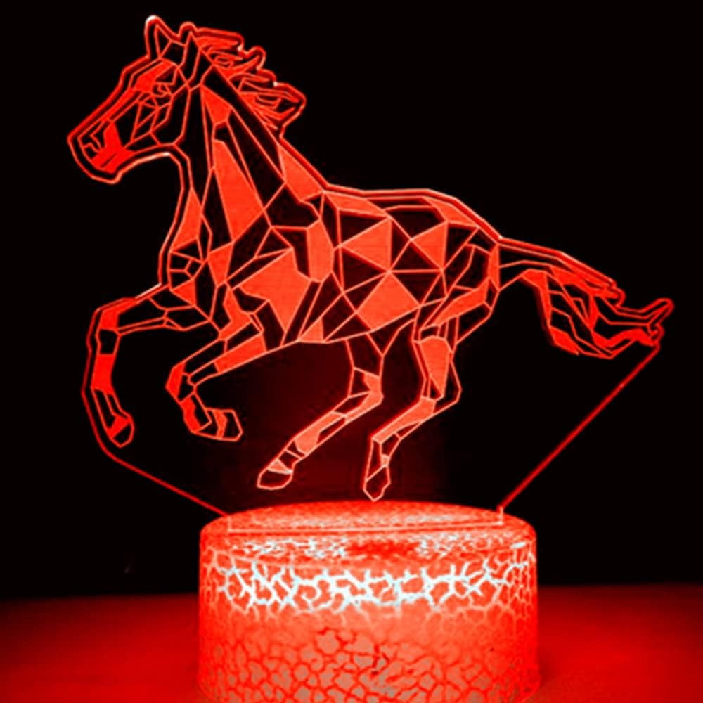3D Horse Night Light Table Desk Optical Illusion Lamps 7 Color Changing ...