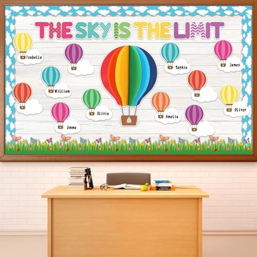 3D Hot Air Balloon Bulletin Board Set Colorful DIY Crafts Name Tags The ...