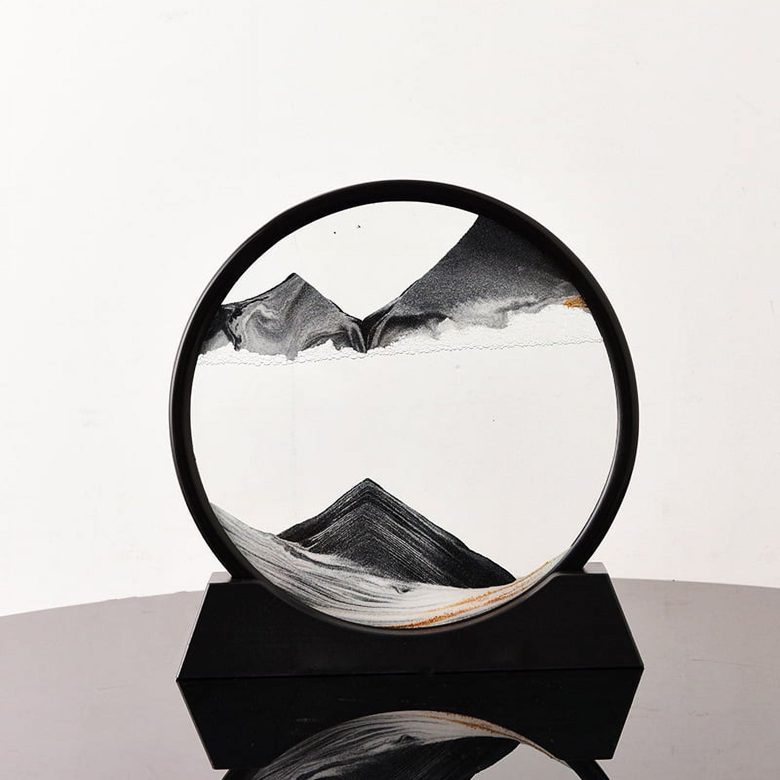3D Hourglass Moving Sand Art Mountain Flow Sand Picture Round Glass ...