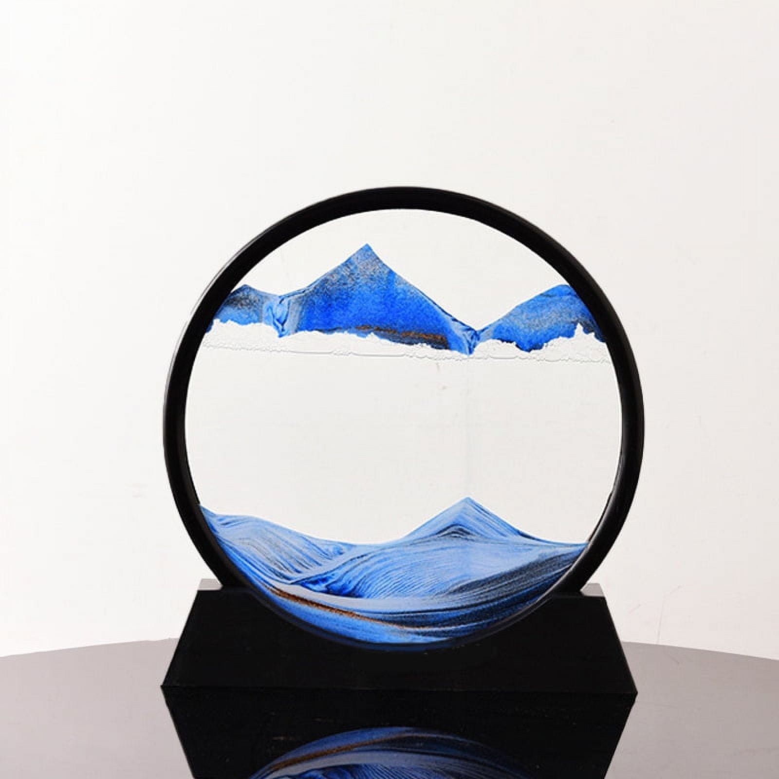 3D Hourglass Moving Sand Art Mountain Flow Sand Picture Round Glass ...