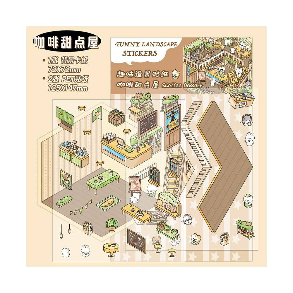 3D House Stickers,Fun Stickers Scene Make Your Own Supermarket, Coffee ...