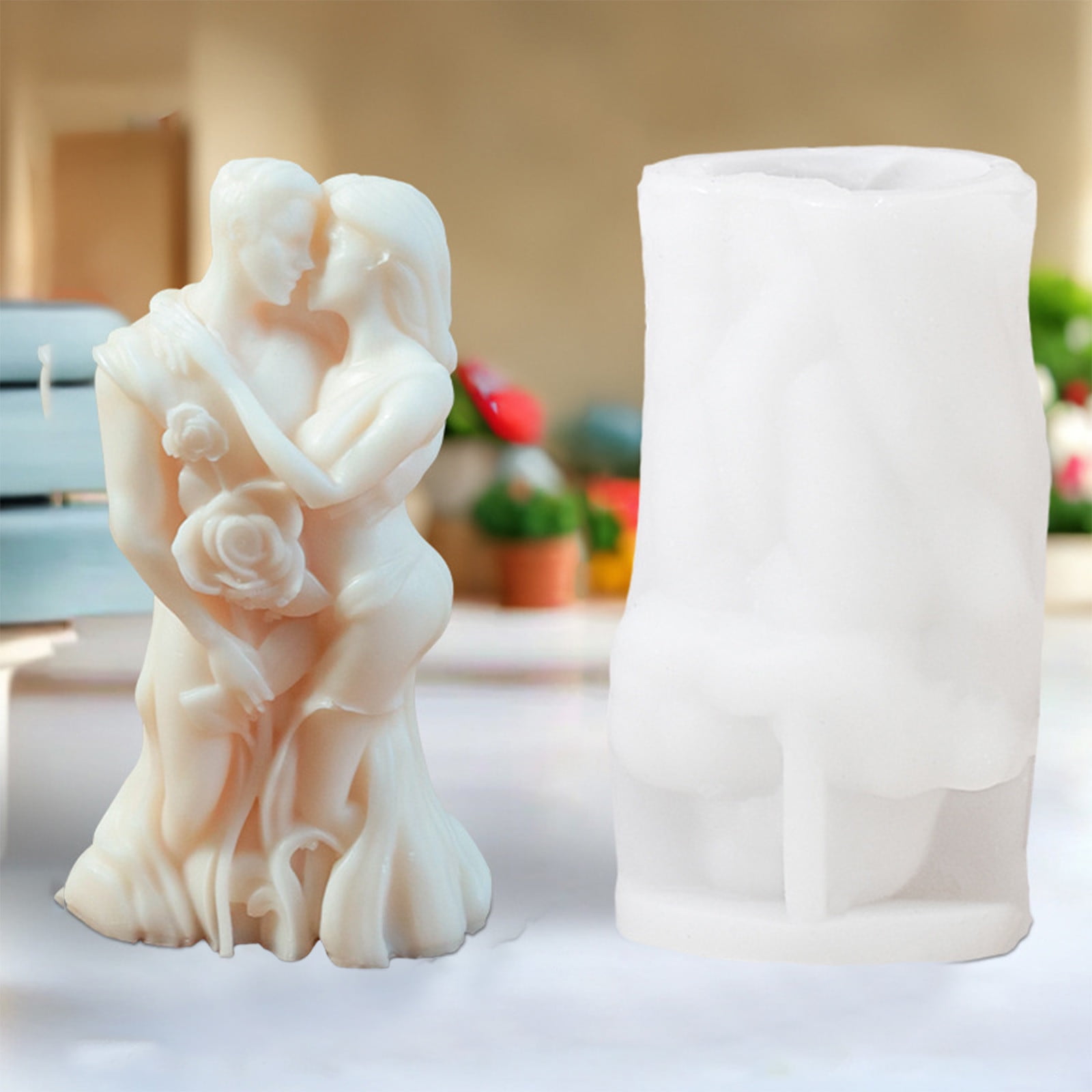 3D Hugging Lovers Shape Candle Silicone Molds for Making Candle Resin Pillar Aromatherapy ...