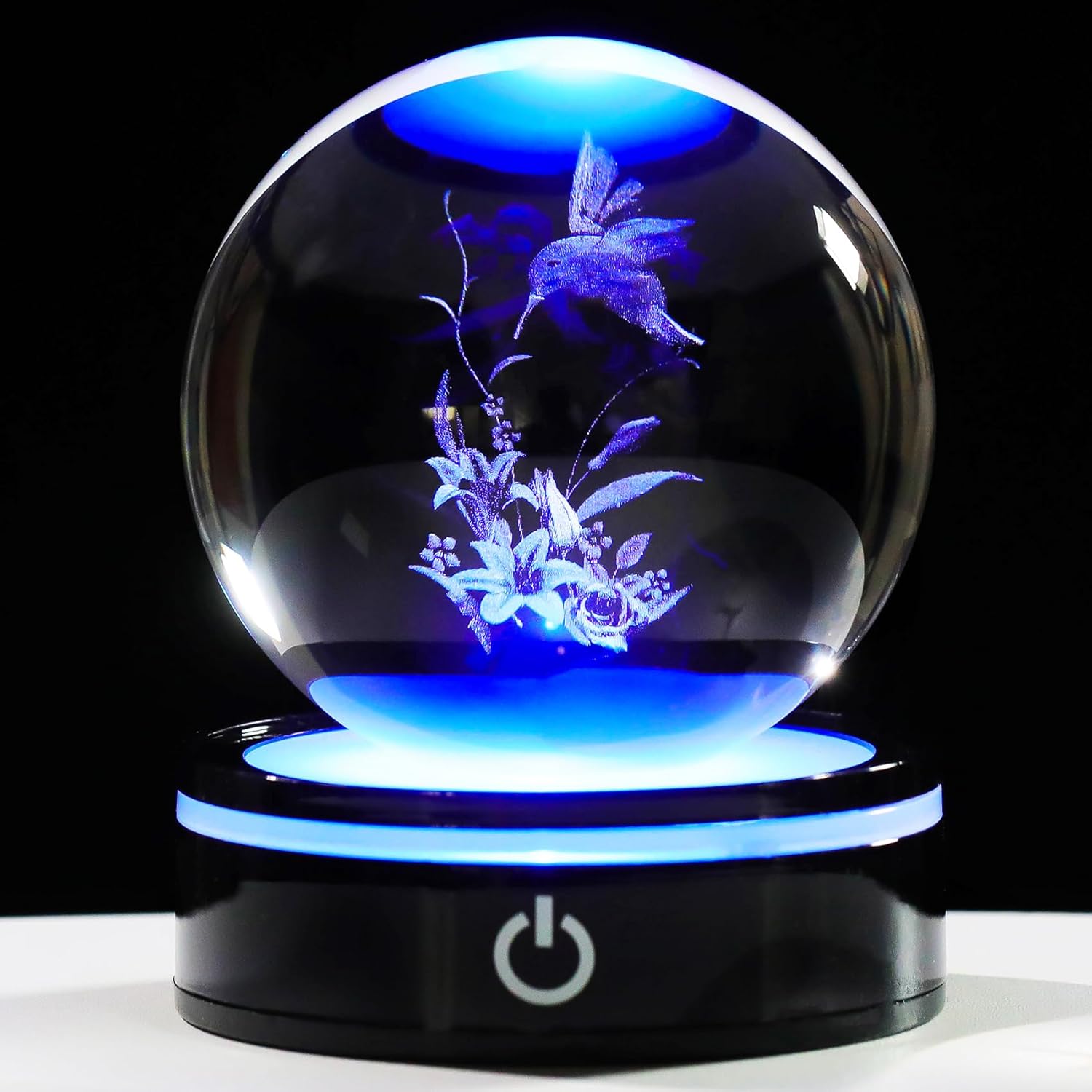 3D Hummingbird Figurine Crystal Ball with Light Base, Hummingbird Gifts ...