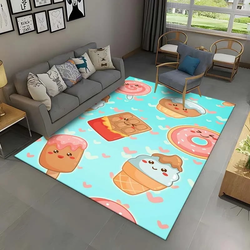 3D Ice Cream Cartoon Area Rug Large Carpet Rug for Living Room Bedroom ...