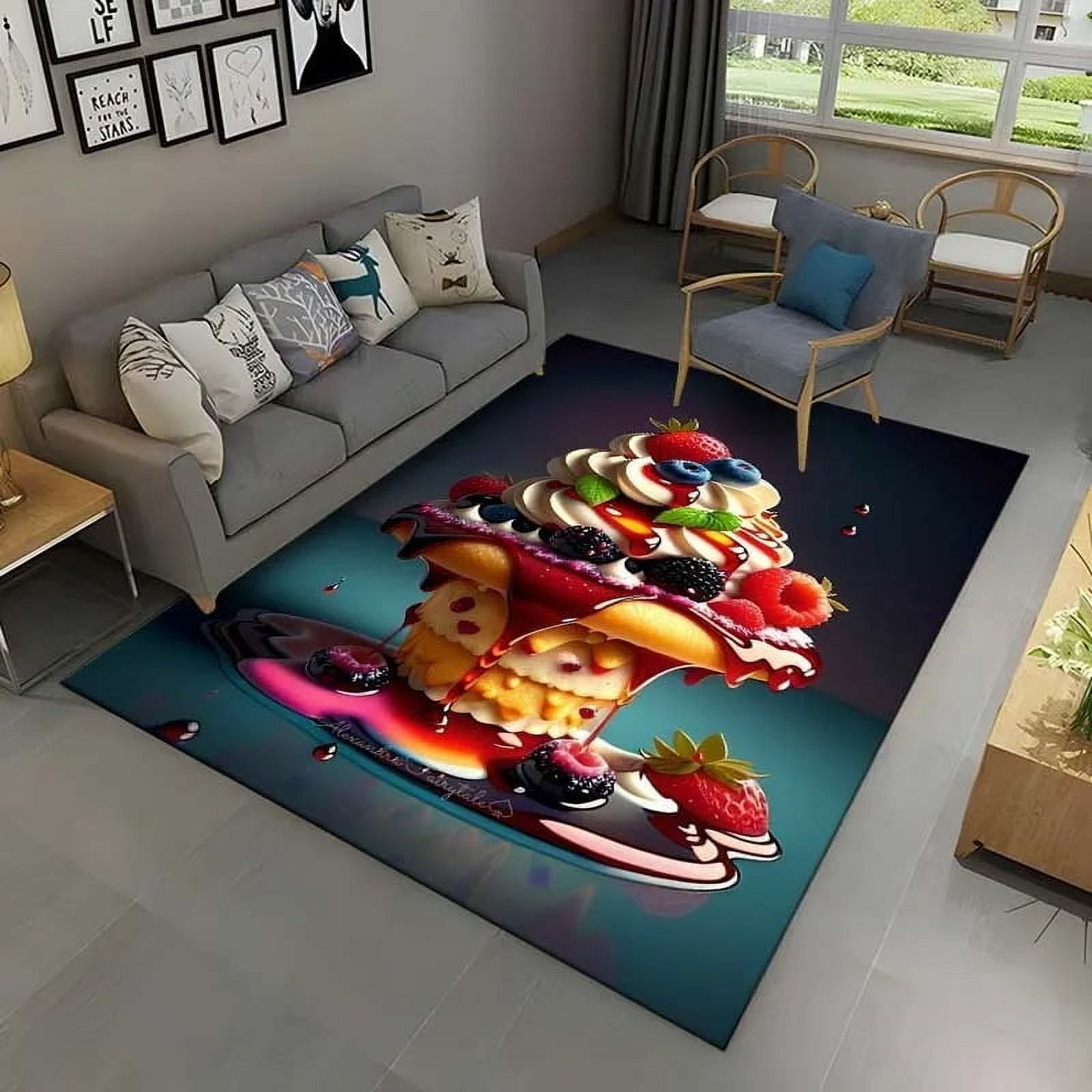 3D Ice Cream Cartoon Area Rug Large Carpet Rug for Living Room Bedroom ...