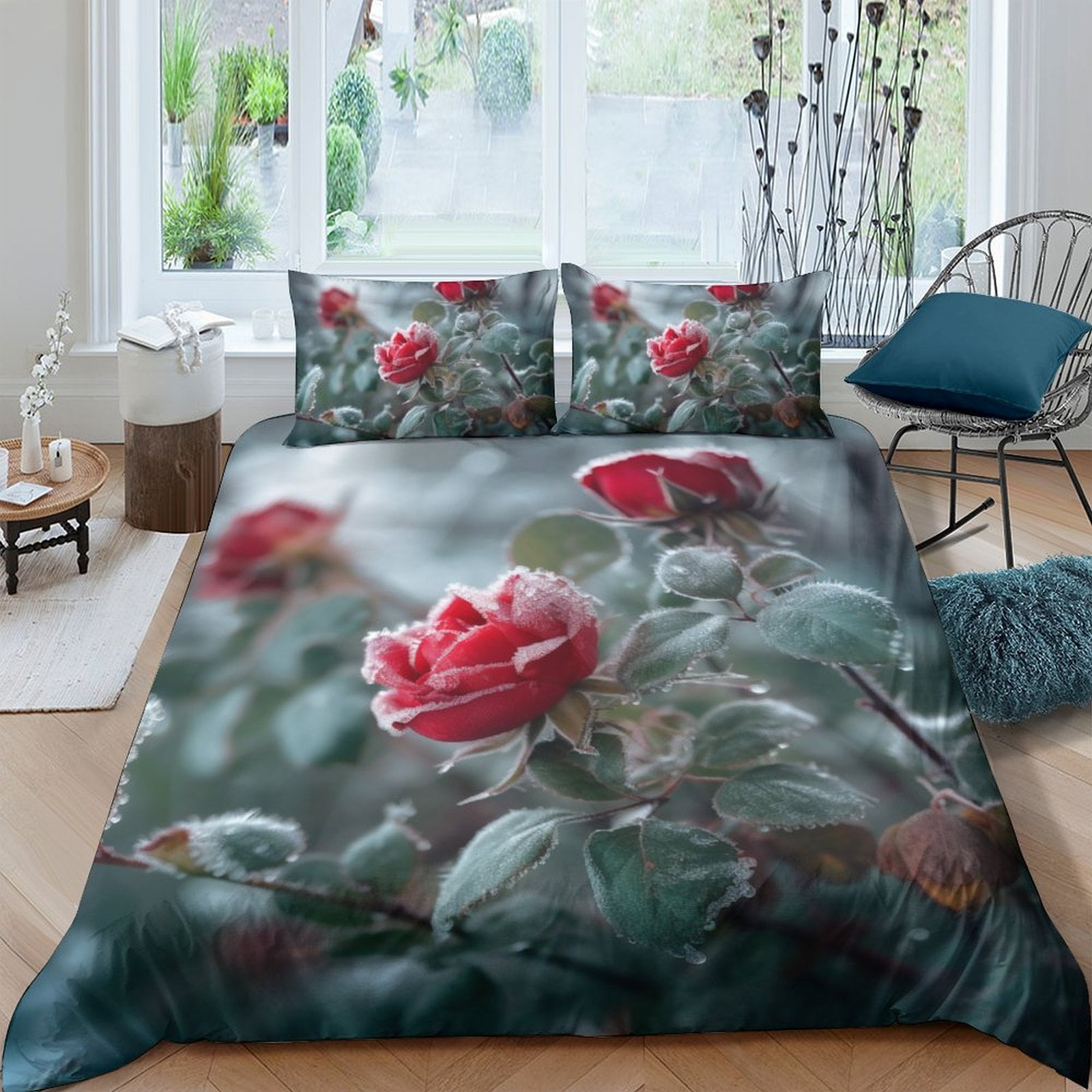 3D Ice Rose Printed Duvet Cover Set Girl Woman Modern Bedspreads Home ...